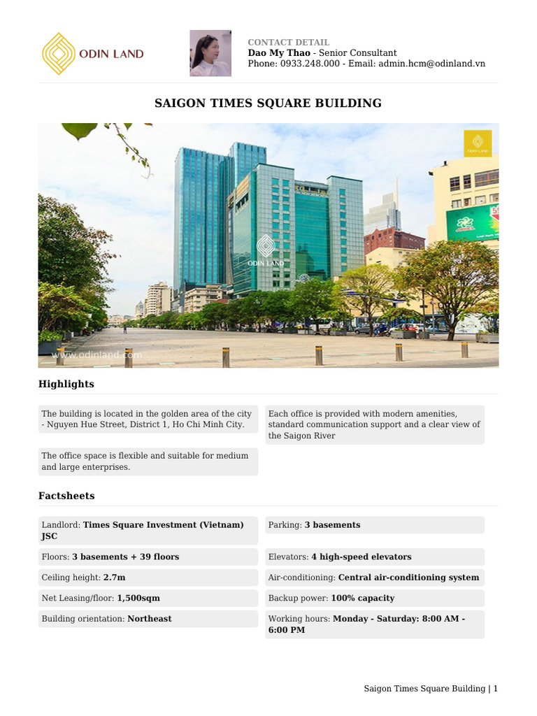 Office For Lease at Saigon Times Square Building | PDF | Ho Chi Minh City