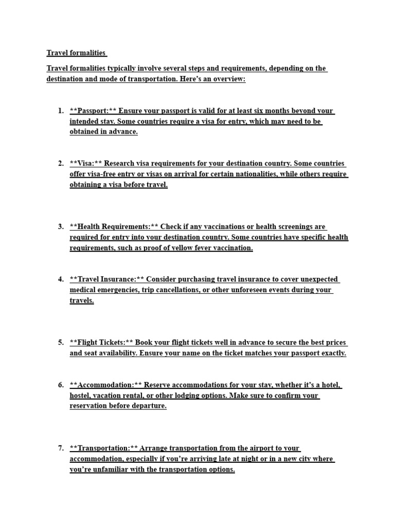 Travel Formalities | PDF | Travel Visa | Passport