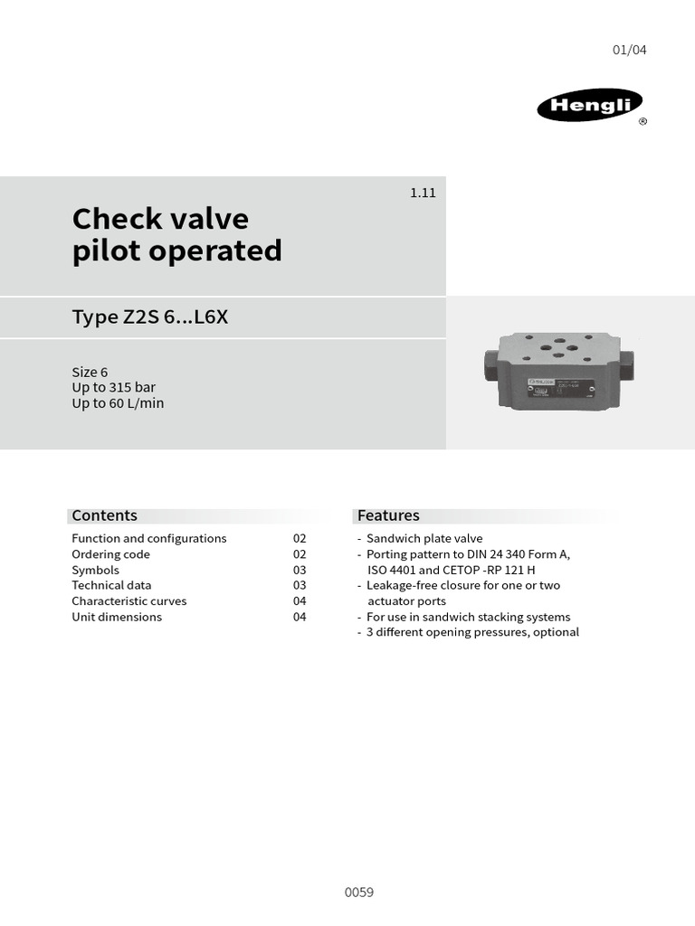 Z2S 6...L6X Hydraulic Check Valve Guide | PDF | Valve | Mechanical ...