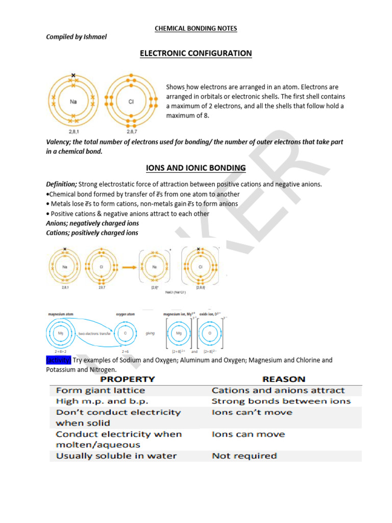 Chemical Bonding Notes by Thinker | PDF | Chemical Bond | Ion