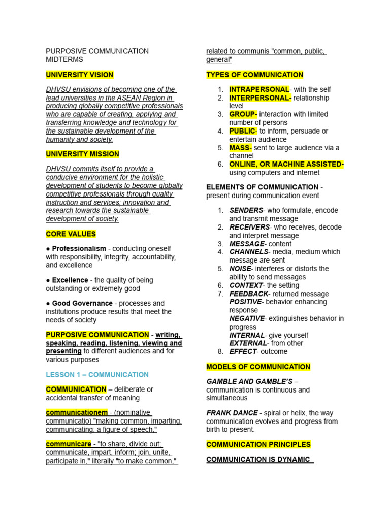 Purposive Communication | PDF | Subject (Grammar) | Verb