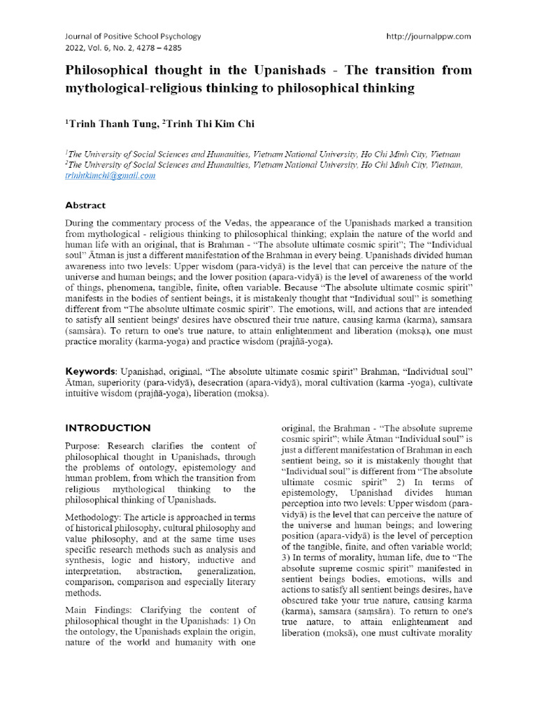 View of Philosophical Thought in The Upanishads - The Transition From ...