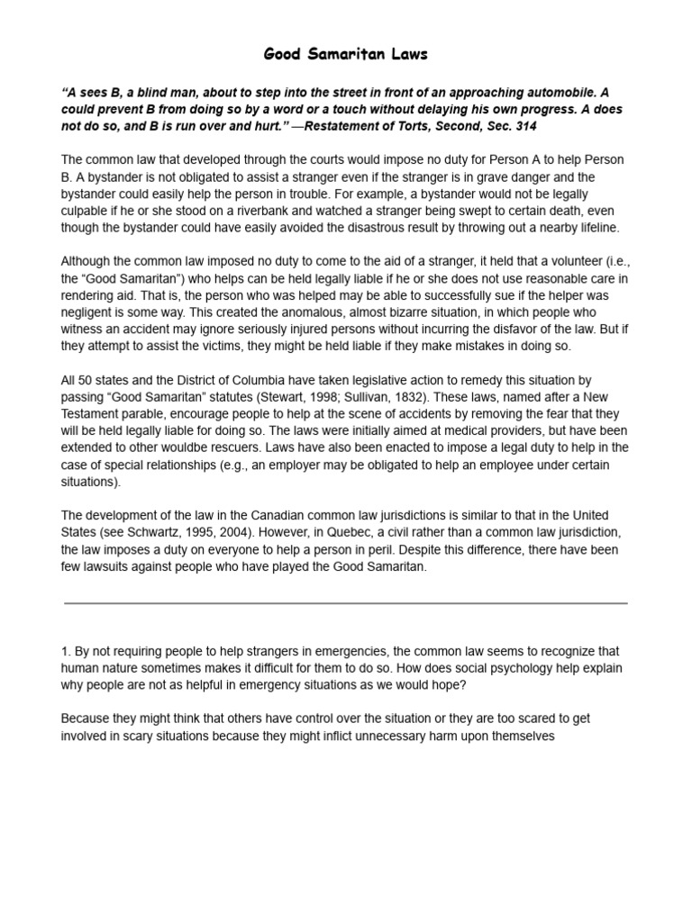 Understanding Good Samaritan Laws | PDF | Justice | Crime & Violence
