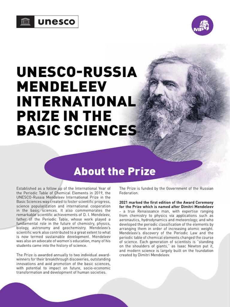 Flyer - Mendeleev Prize - E | PDF | Science | Unesco