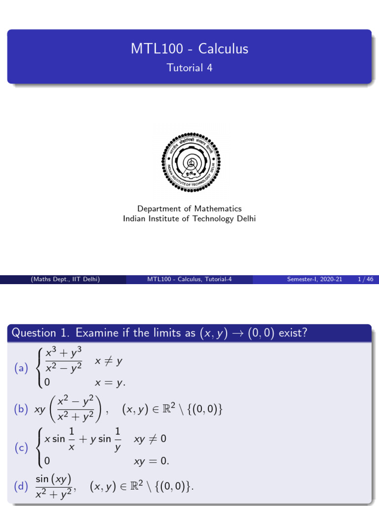Tutorial 4 Solution Pdf Mathematics Mathematical Analysis