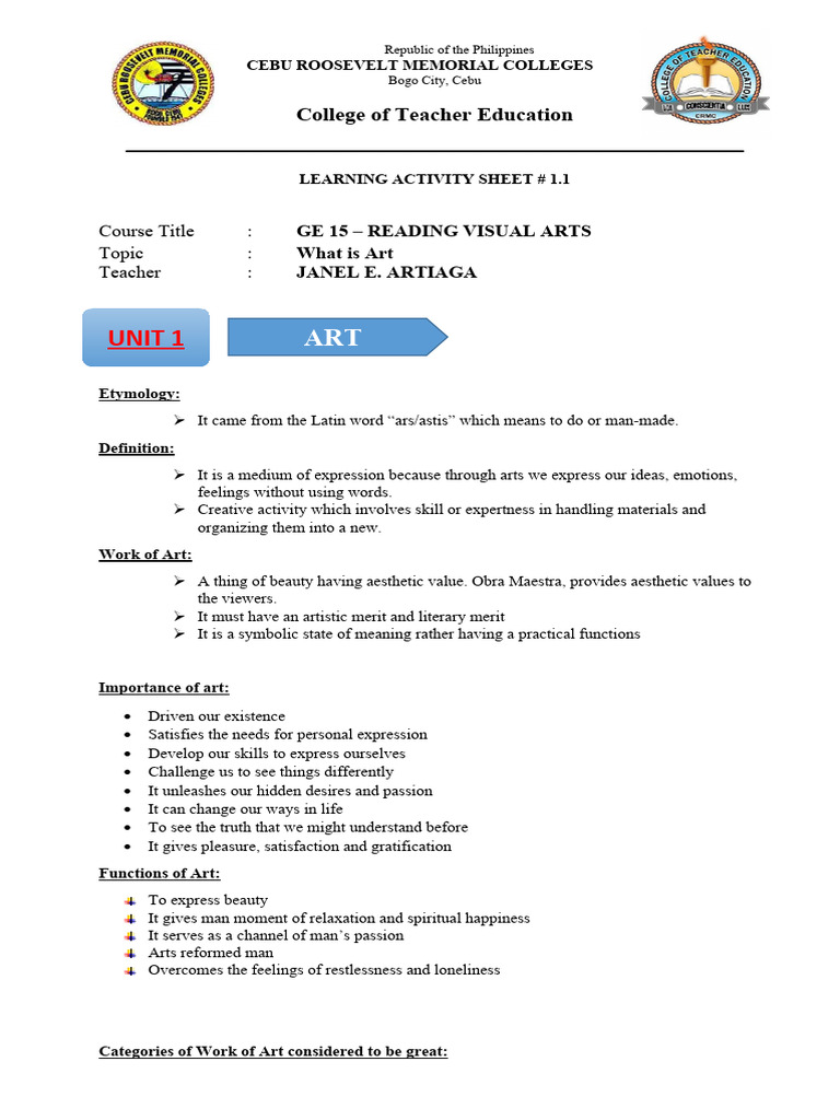 RVA-Module-1.1 | PDF | The Arts | Knowledge