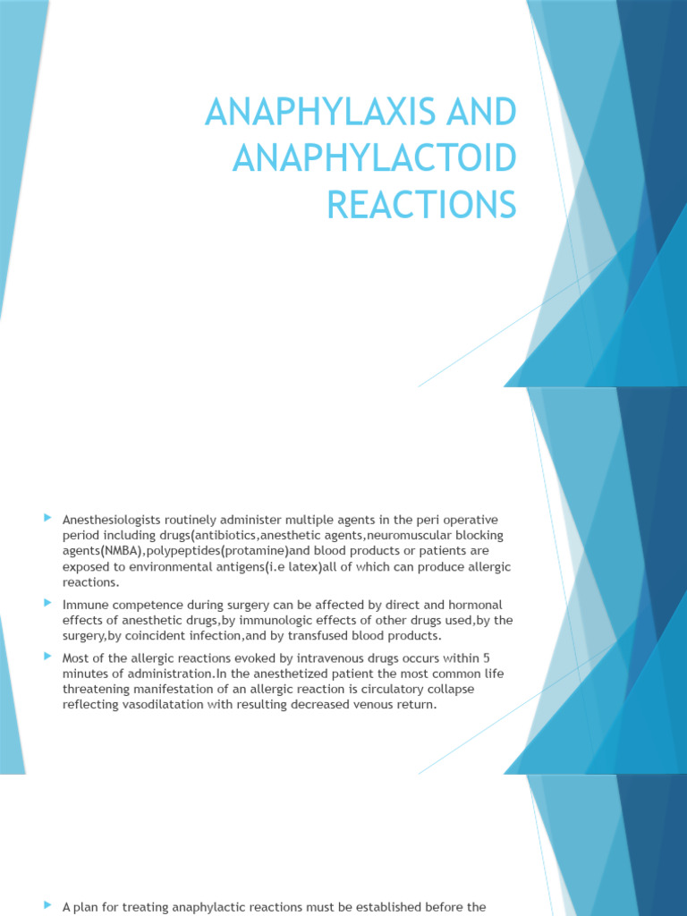 Anaphylaxis And Anaphylactoid Reactions Pdf Granulocyte Immune System