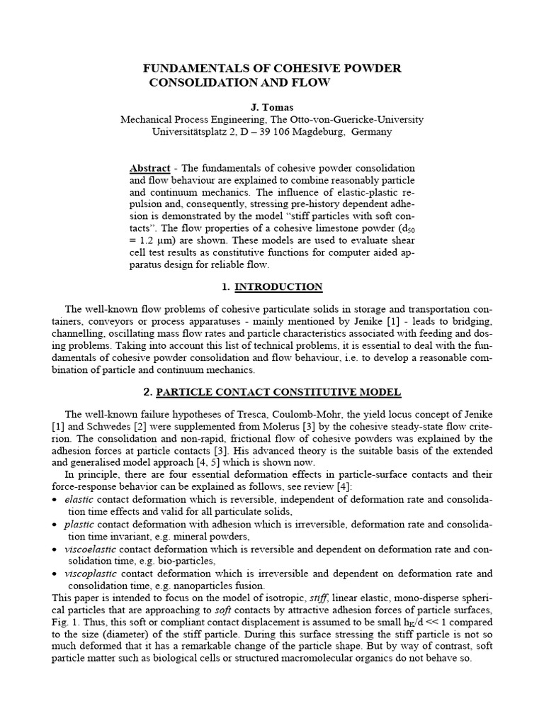 Tomas-FUNDAMENTALS OF COHESIVE POWDER | Download Free PDF | Continuum ...