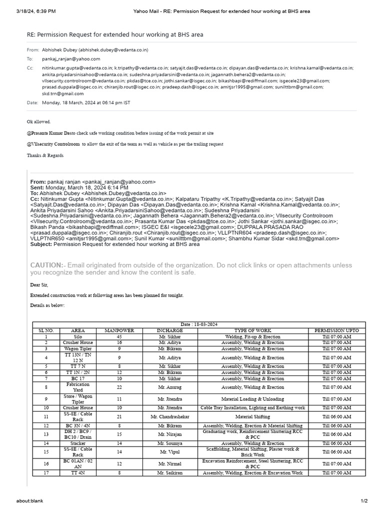 Yahoo Mail - RE_ Permission Request for extended hour working at BHS area | PDF | Building ...