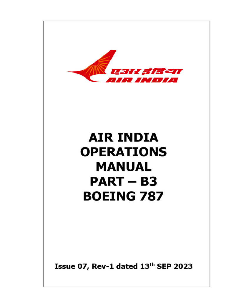 B787 OM-B3 Issue 07 Rev 1 dated 13th Sep 2023 | PDF | Aerospace Engineering | Aviation Safety