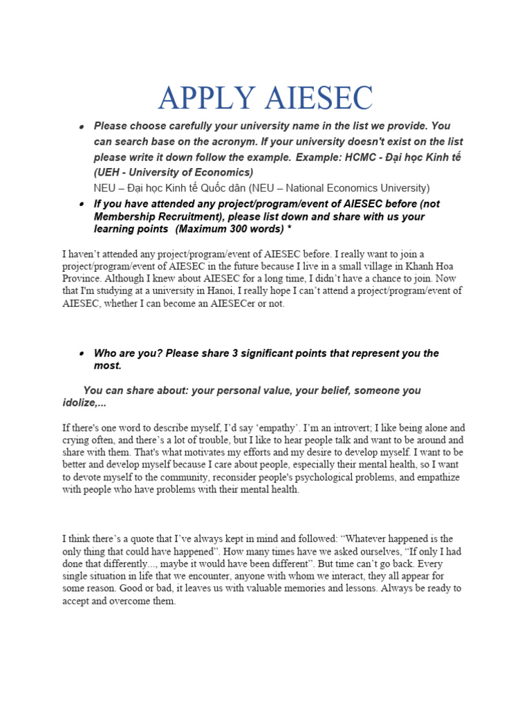 Apply Aiesec | PDF