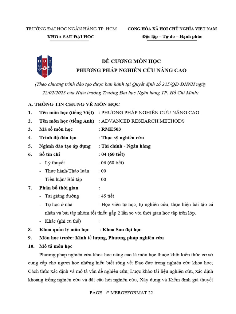 Phuong Phap Nghien Cuu Khoa Hoc Nang Cao - Co Ha Thi Thieu Dao Final 2023 | PDF