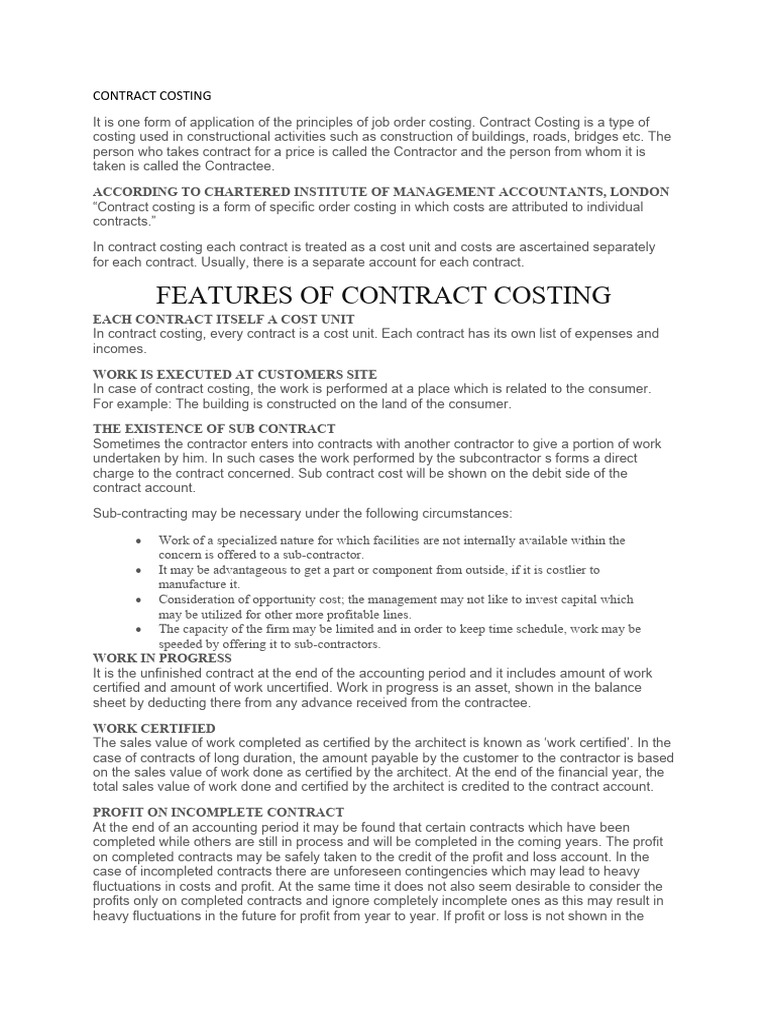 Understanding Contract Costing Principles | PDF | Expense | Debits And ...