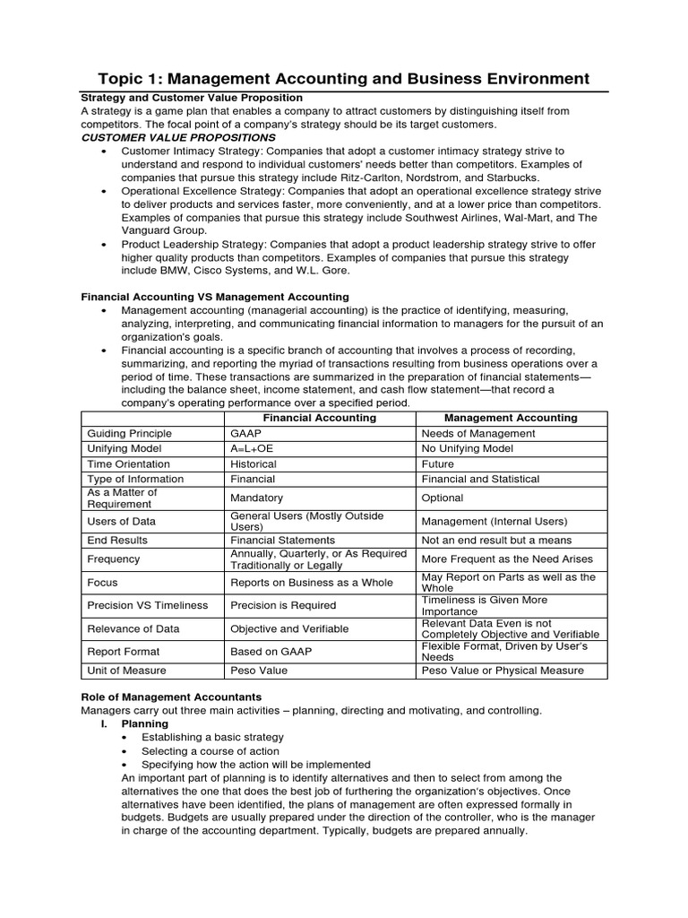 Topic 1 Management Accounting and Business Environment | PDF | Lean Manufacturing | E Commerce