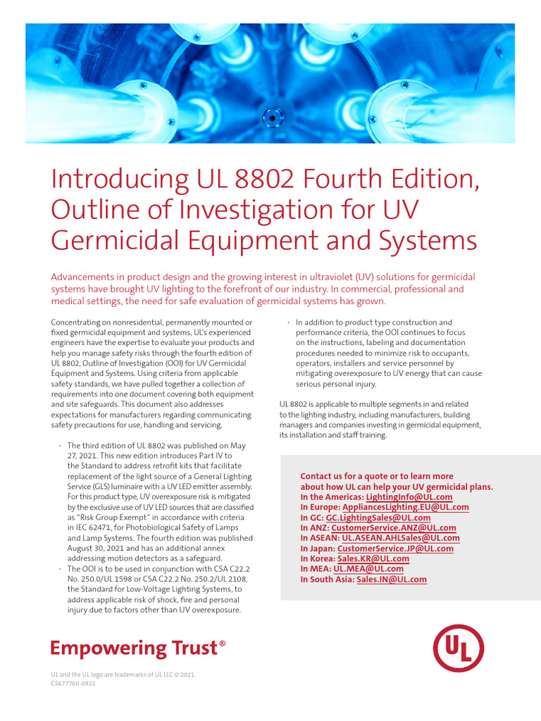 CS676348-UL 8802 OOI Fourth Edition-Infosheet EN LR | PDF | Ultraviolet ...