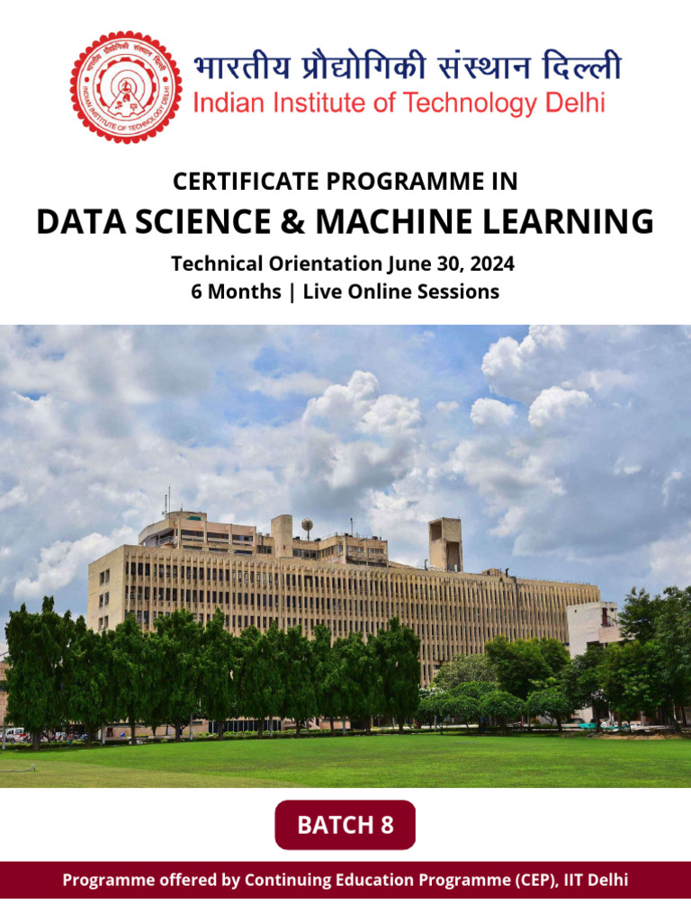 IITD DSML B8 - Brochure | PDF | Machine Learning | Data Science IITD DSML B8 - Brochure | PDF | Machine Learning | Data Science