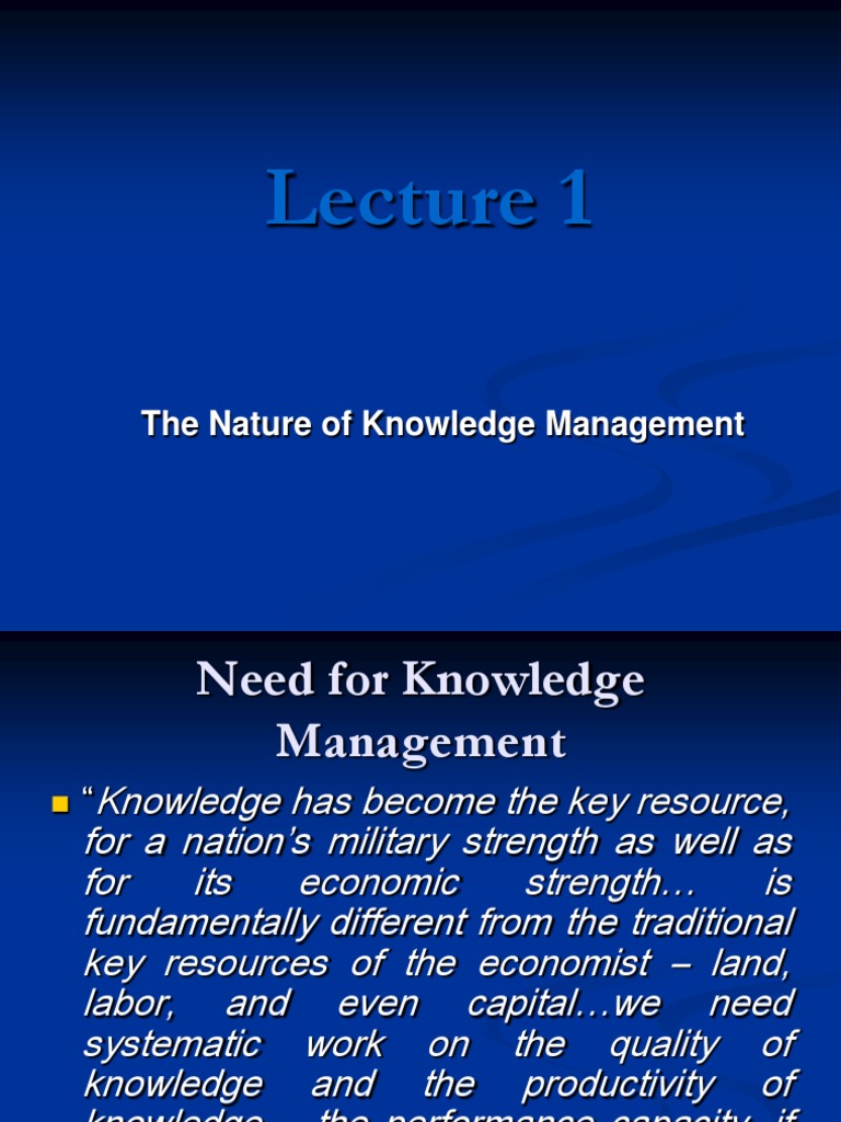 Lecture 1 - The Nature of Knowledge Management | PDF | Knowledge ...