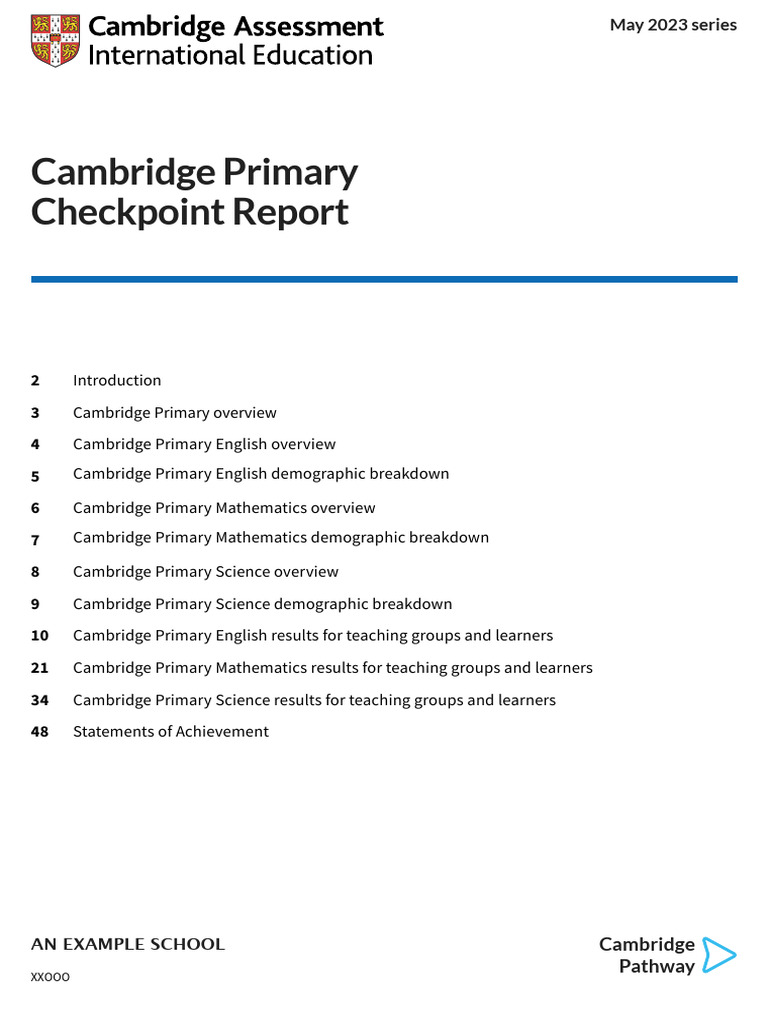 Sample Cambridge Primary Checkpoint Report - tcm142-683204 | PDF | Odds ...