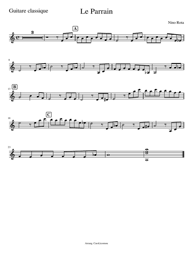 Le Parrain: Nino Rota Guitar Arrangement | PDF