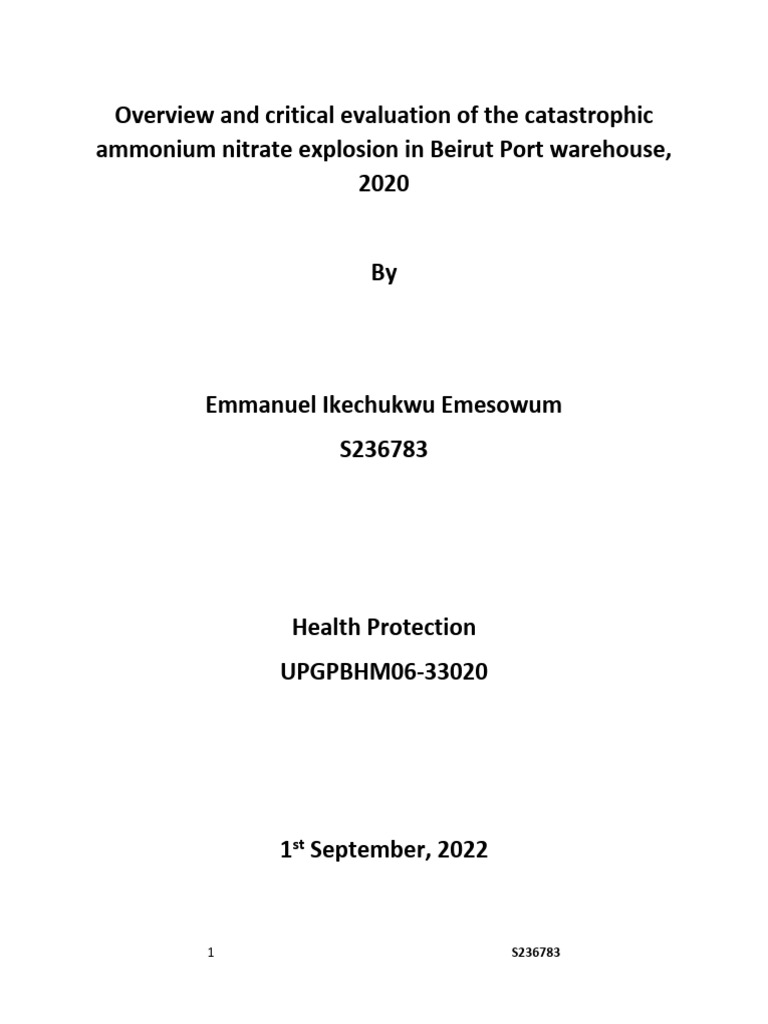 Assignment Point 1 - Emmanuel - Emesowum | PDF | Nitrogen Dioxide | Emergency Department