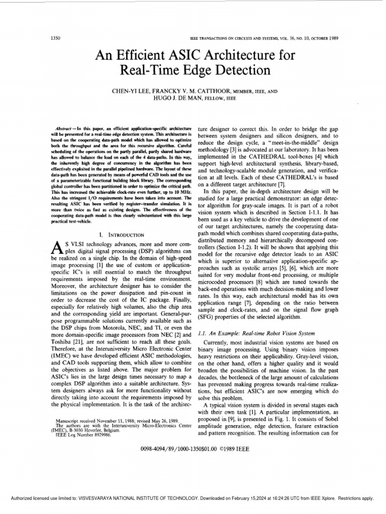 An Efficient ASIC Architecture For Real-Time Edge Detection | PDF ...