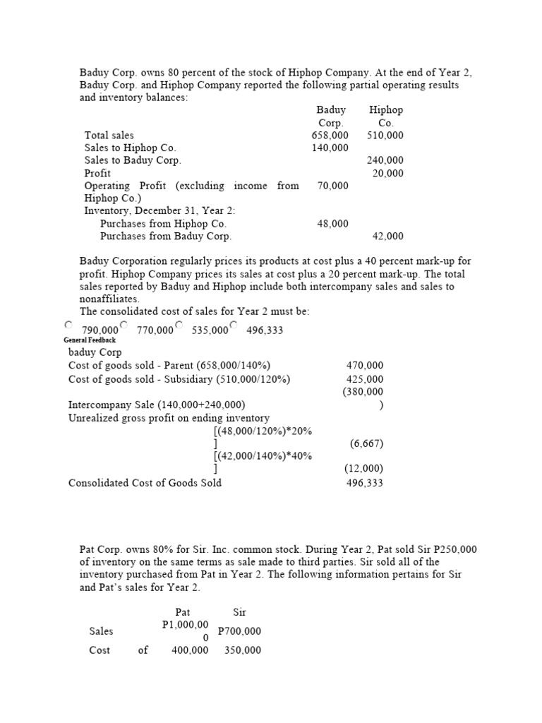 Consolidated FS (Sale of Inventory) | PDF | Cost Of Goods Sold | Inventory