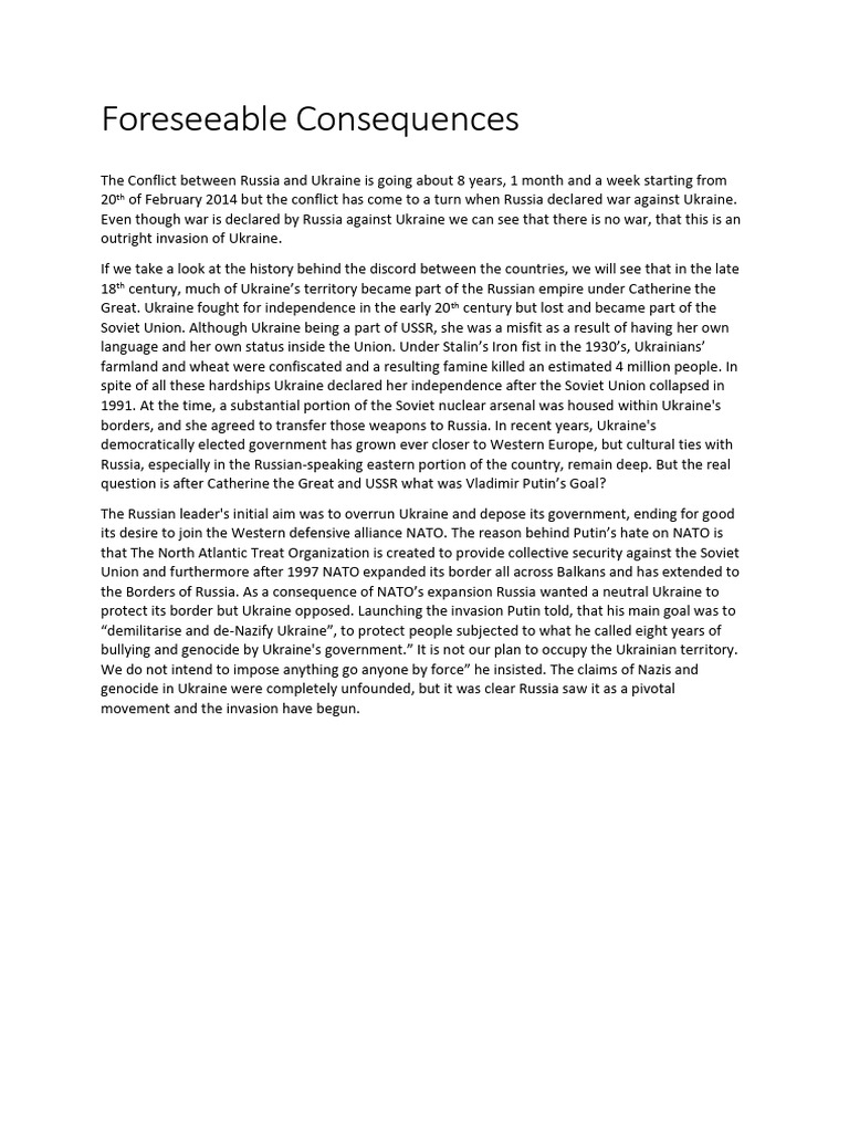 Foreseeable Consequences | PDF | Russia | World Politics