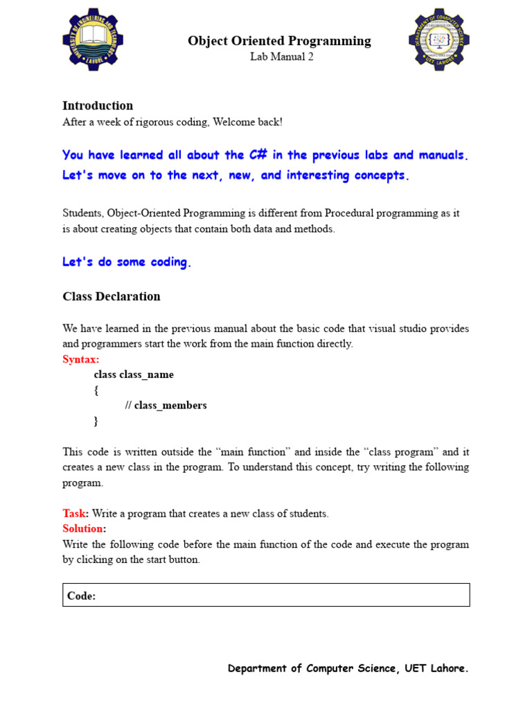 Introduction To Classes in OOP | PDF | Object Oriented Programming | Class (Computer Programming)