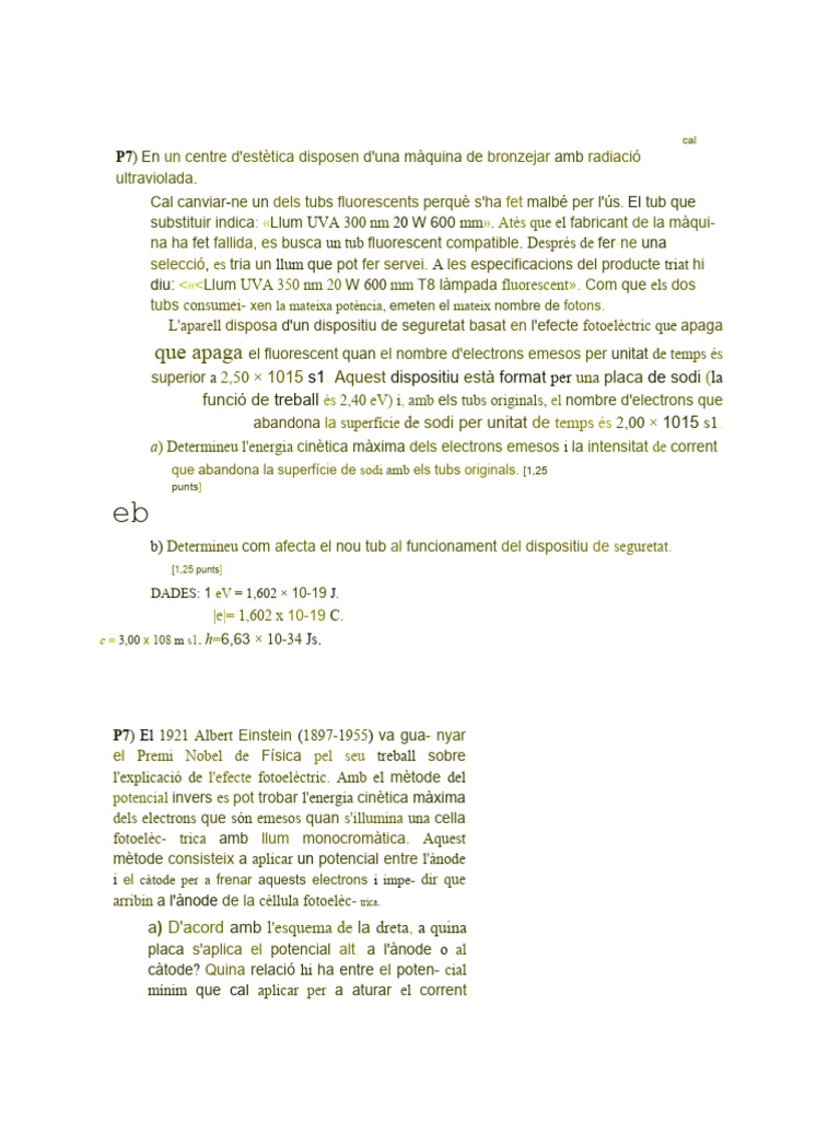 Exercicis PAU - Física quàntica i nuclear | PDF