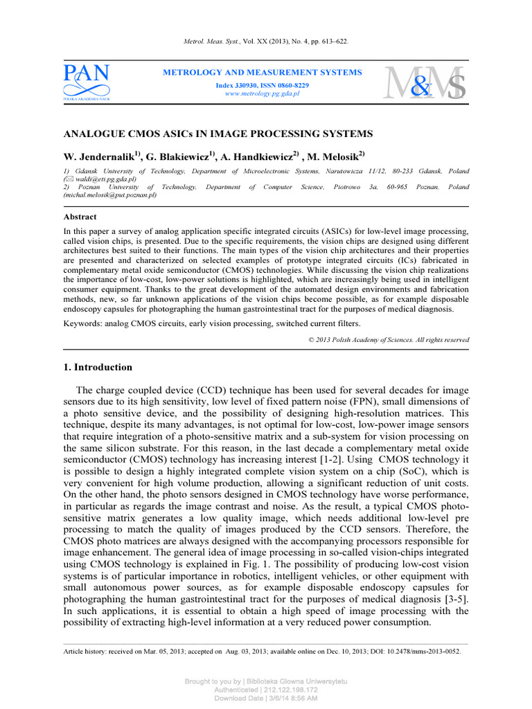 Analogue CMOS ASICs in Image Proces | PDF | Integrated Circuit | Cmos