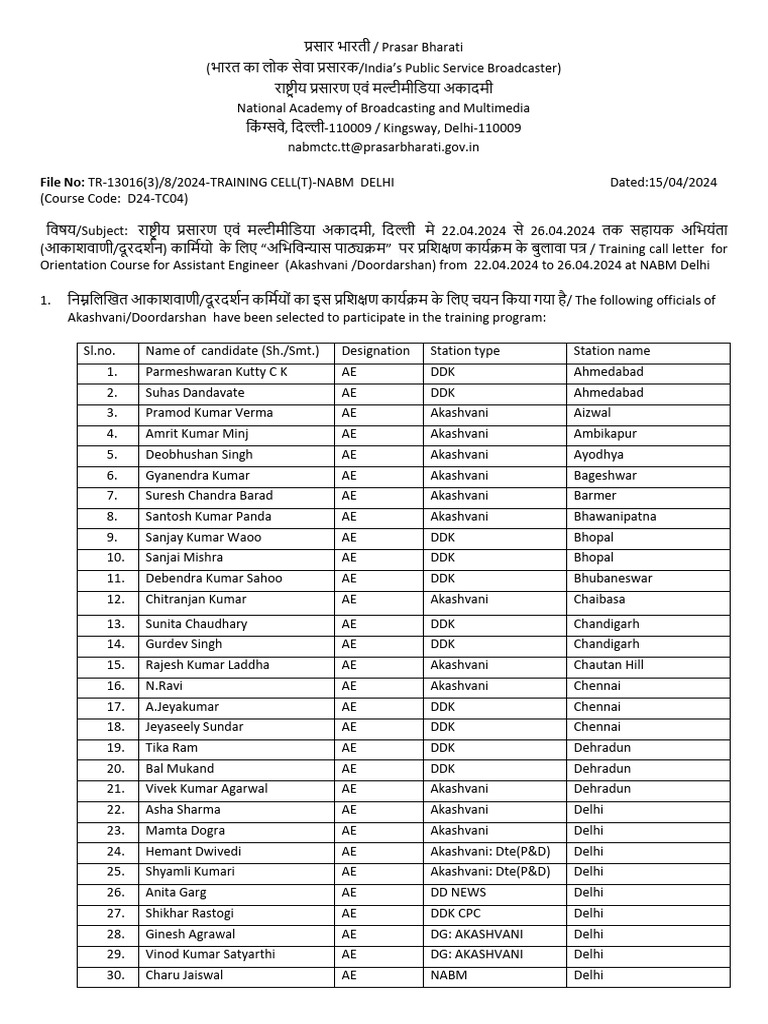 Batch-1 (22-26 April, 2024) REVISED) | PDF