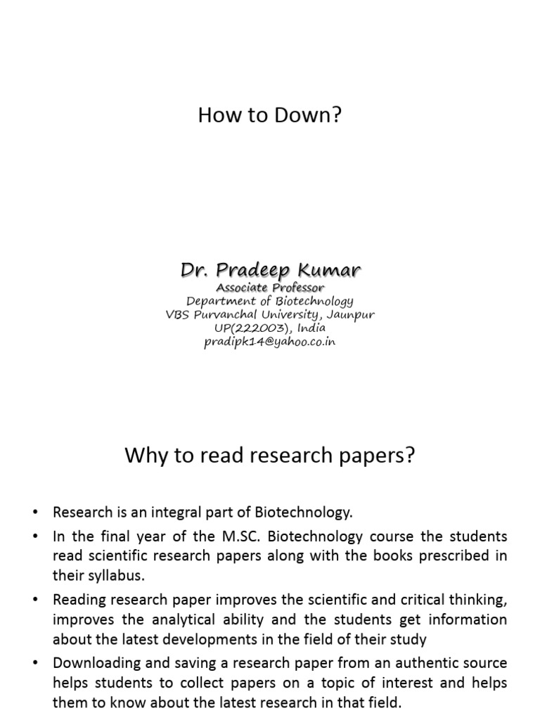 How To Down?: Dr. Pradeep Kumar | PDF | Pub Med | Information Science
