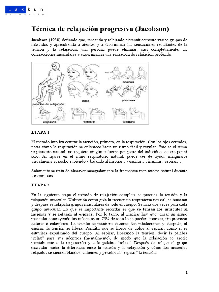 Técnica de Relajación de Jacobson | PDF | Respiración | Músculo