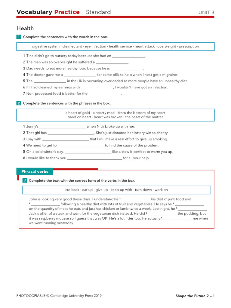 Vocabulary Practice for Shape the Future 2 | PDF | Foods