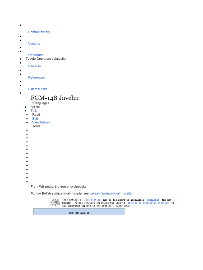 JAVELIN | PDF | Projectile Weapons | Military Technology