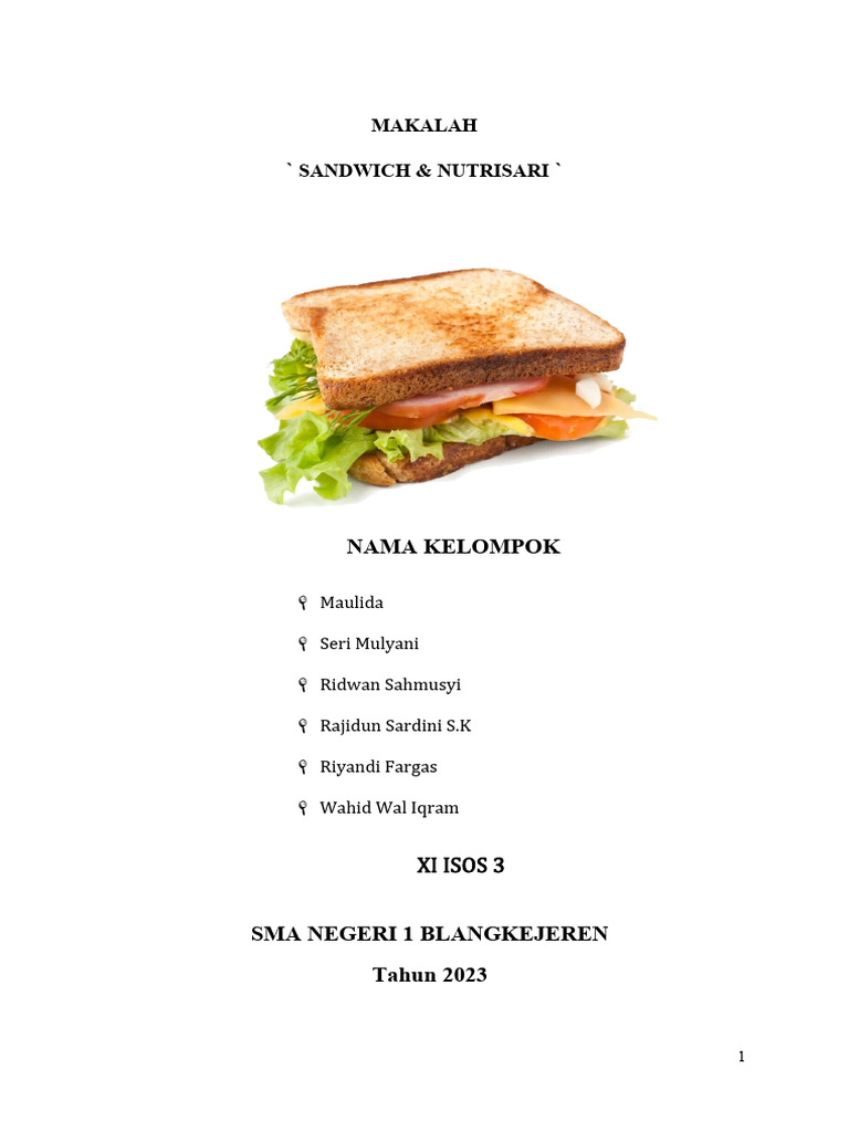 Resep Sandwich Praktis dan Nutri Sari | PDF