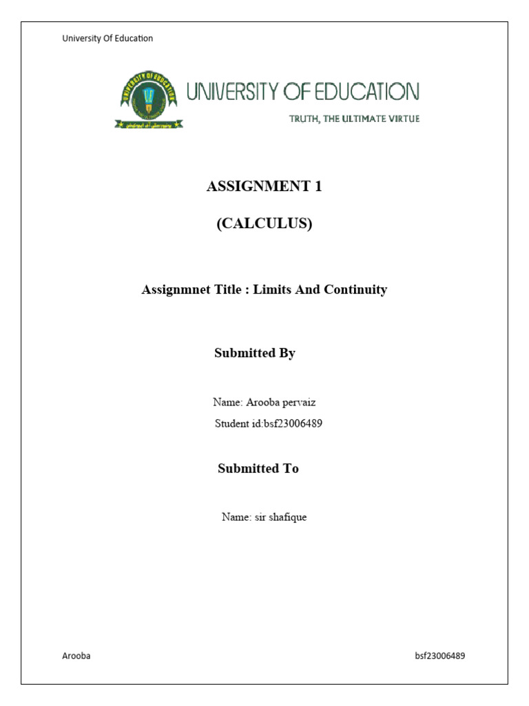 Calculus assignment 1 final (1) | PDF | Function (Mathematics ...