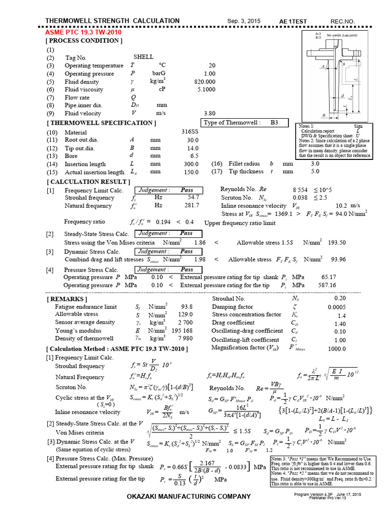 Fórmulas para Cálculo (T - W - Strength - Calc - ASME - TW2010) | PDF ...
