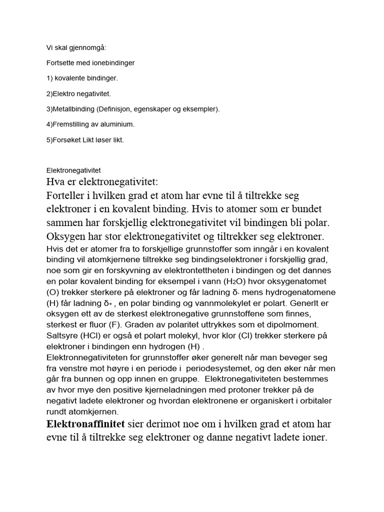 Kjemiske Bindinger 2 | PDF