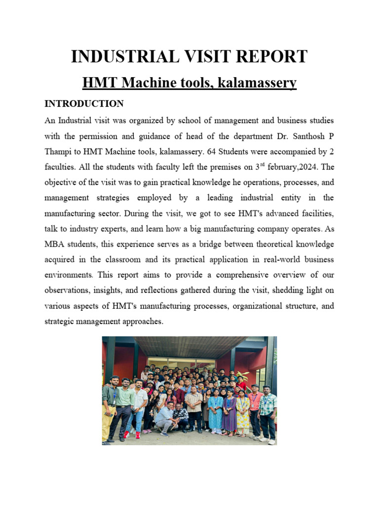 INDUSTRIAL VISIT REPORT | PDF | Numerical Control | Machine Tool