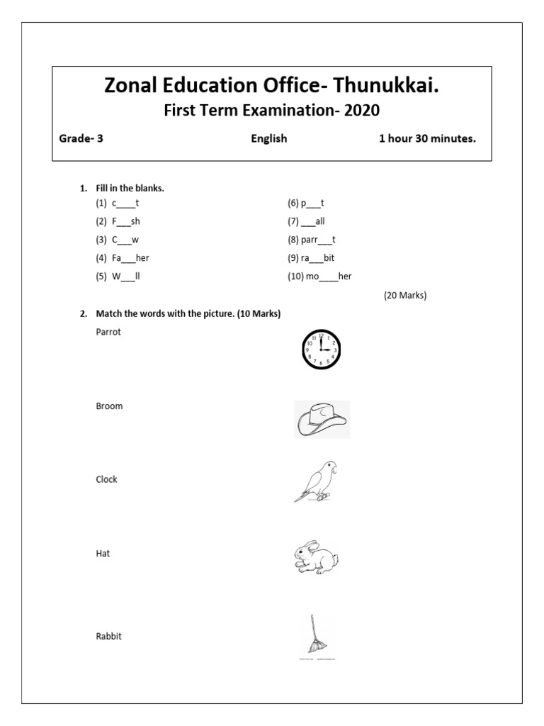 Grade 3 - English - 1st Term | PDF | Language Arts & Discipline | Foreign Language Studies