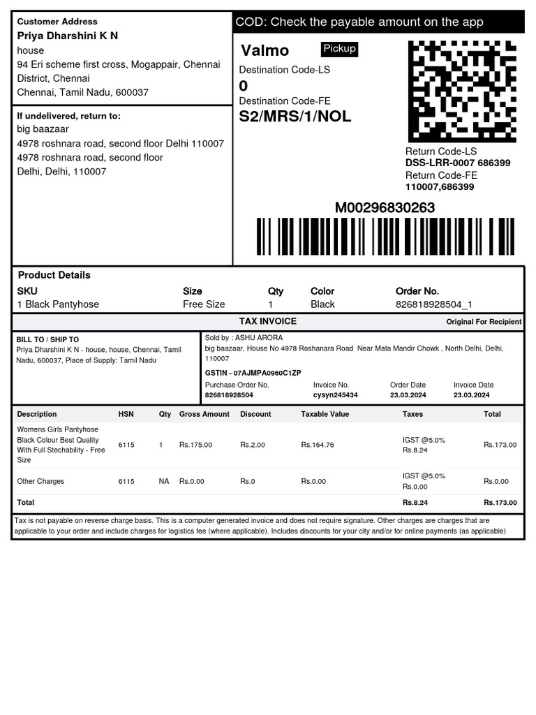 Customer Invoices for Pantyhose Orders | PDF | Invoice | Taxes