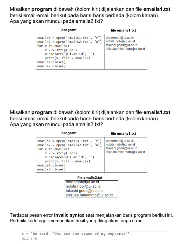 Latihan Sebelum UAS | PDF | Text File | Programming Paradigms
