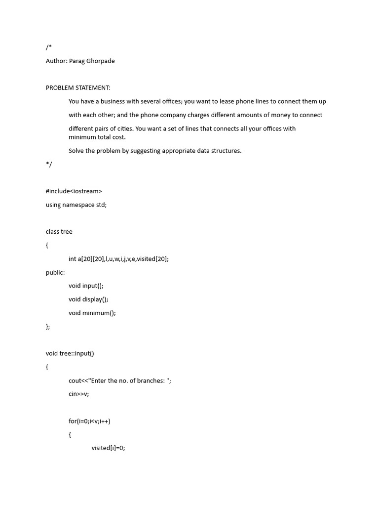 Minimum Cost Phone Line Connections | PDF | Computer Programming ...