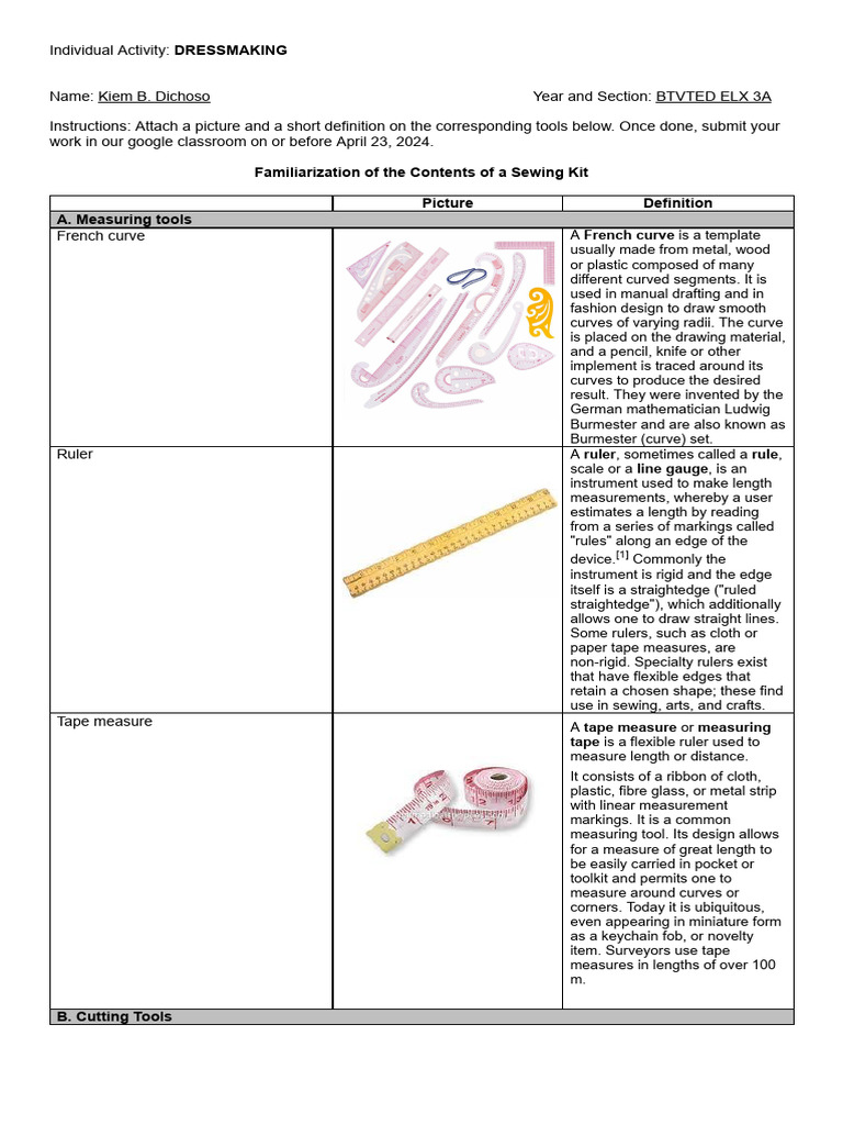 Essential Dressmaking Tools Guide | PDF | Scissors | Sewing Needle