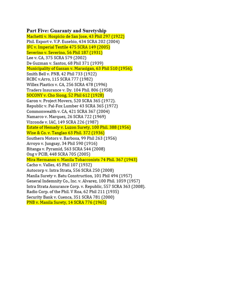 Cases 5 - Guaranty and Suretyship | PDF | Surety | Guarantee
