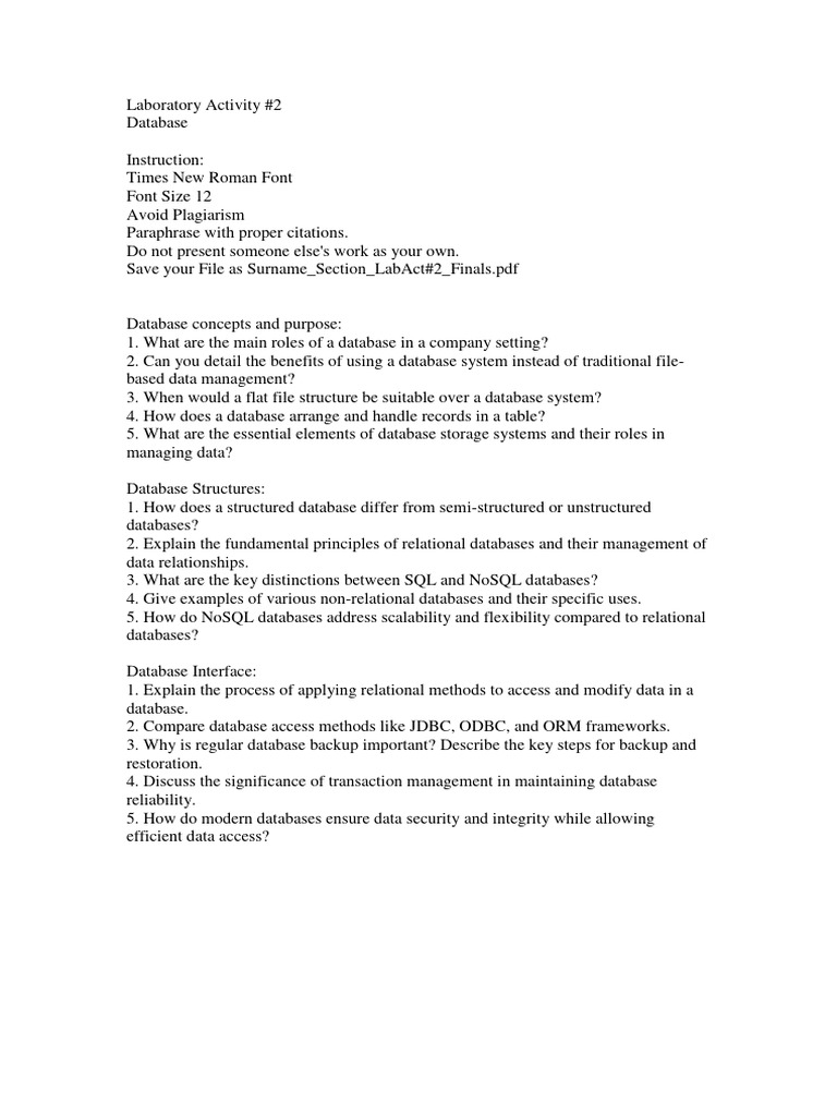 Laboratory Activity#2 Database Finals | PDF