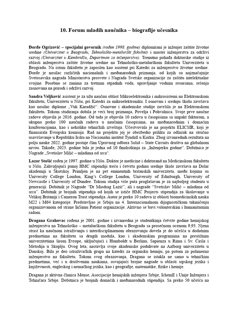 Biografije Govornici | PDF