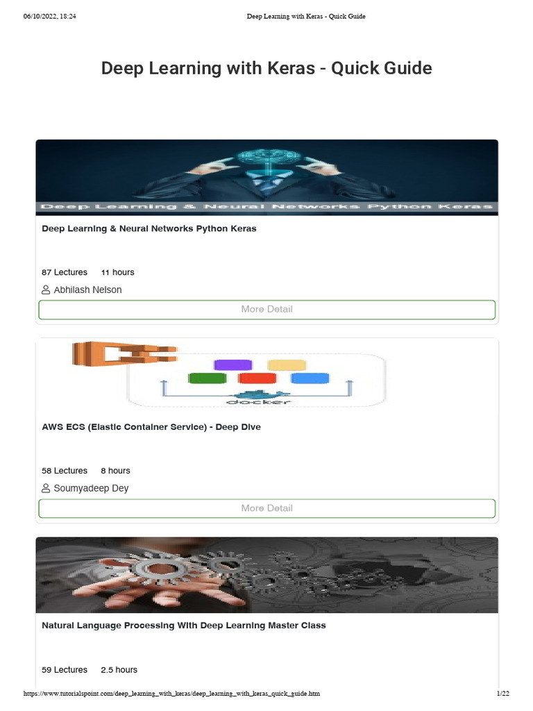 Deep Learning With Keras - Quick Guide | PDF | Deep Learning ... Deep Learning With Keras - Quick Guide | PDF | Deep Learning ...