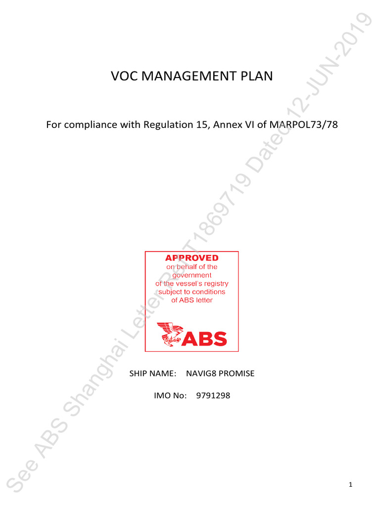 VOC MANAGEMENT PLAN RevA - 0311123 | PDF | Oil Tanker | Valve